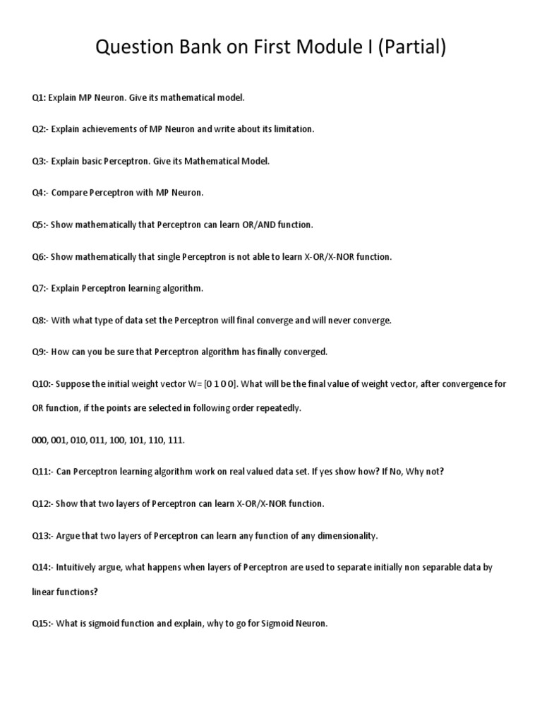 Question Bank Module 1 | PDF
