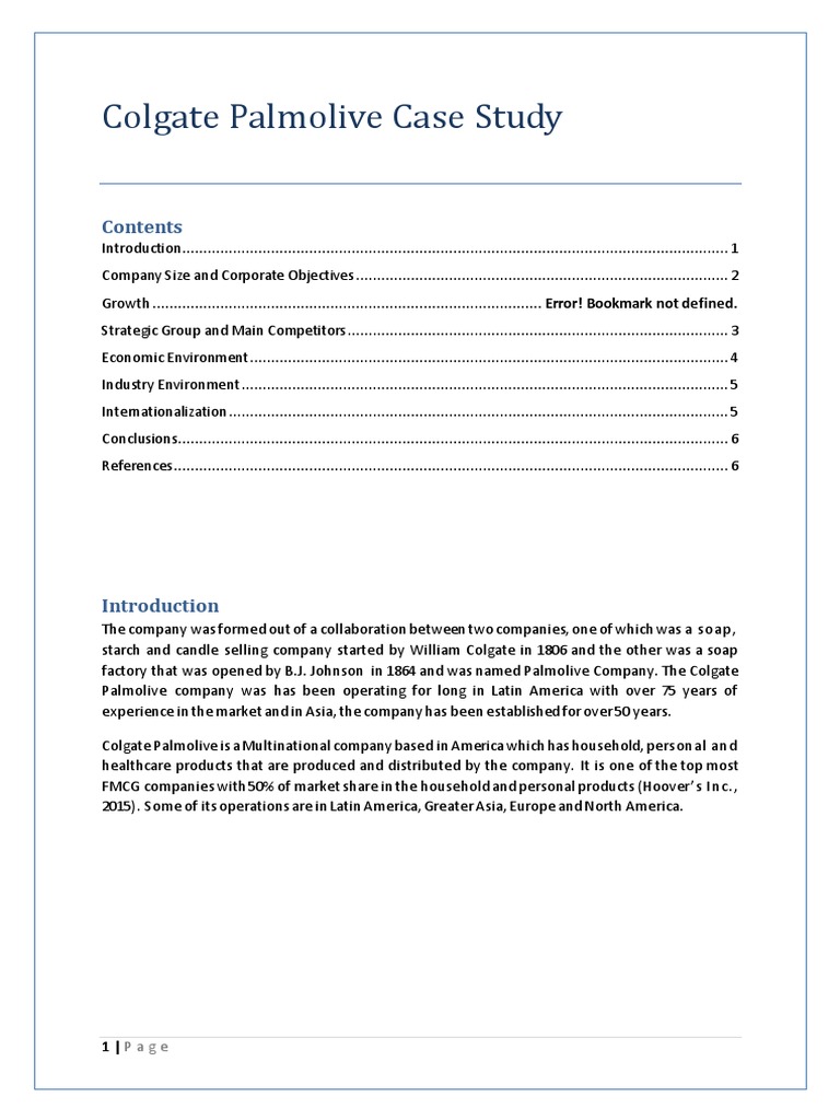Colgate Palmolive Case Study | PDF | Business | Economies
