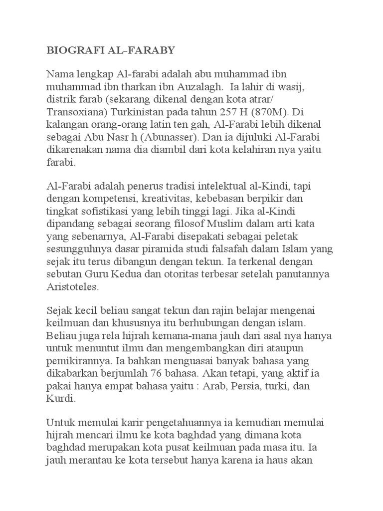 BIOGRAFI AL Farabi | PDF
