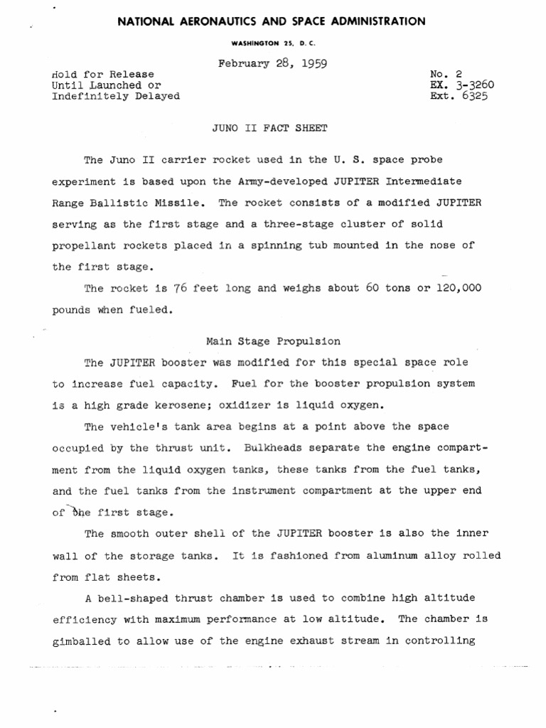 Juno II Fact Sheet | PDF | Multistage Rocket | Juno (Spacecraft)
