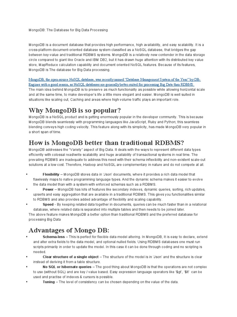 Why Mongodb Is So Popular Pdf No Sql Mongo Db 2434