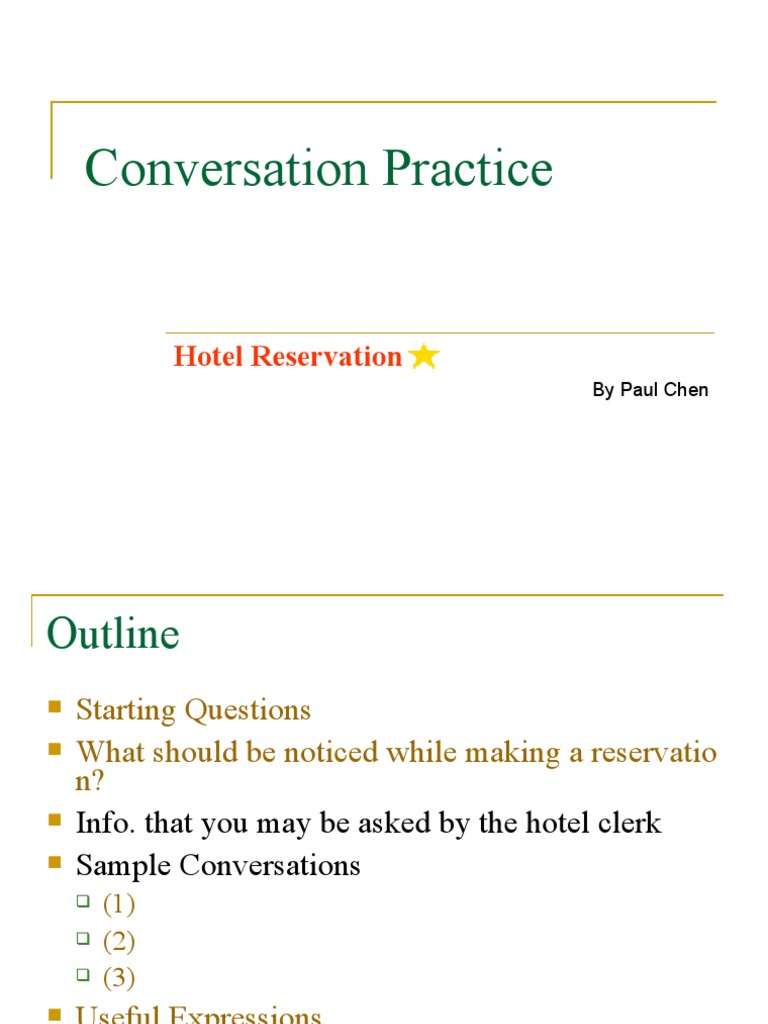 Conversation Practice: Hotel Reservation | Download Free PDF | Business
