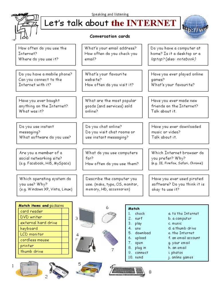 Lets Talk About The Internet Fun Activities Games - 4203 | PDF | Online ...