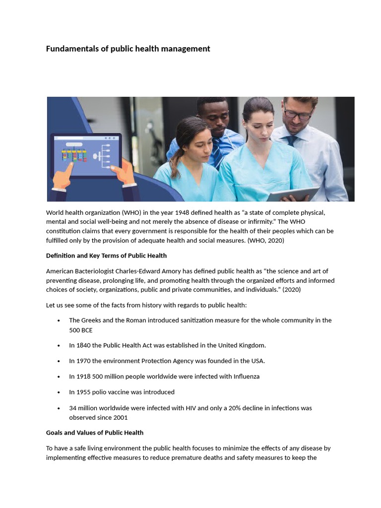 Fundamentals of Public Health Management | PDF | World Health ...