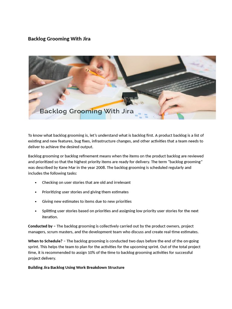 Backlog Grooming With Jira | PDF | Scrum (Software Development ...