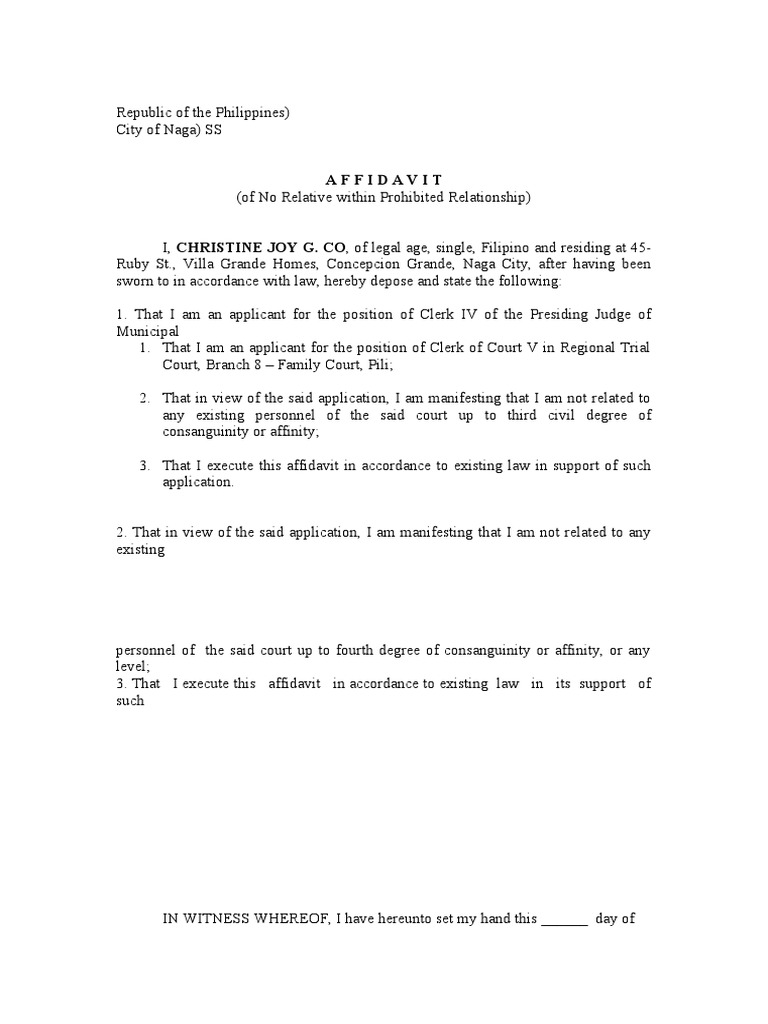 Affidavit of No Relatives | PDF