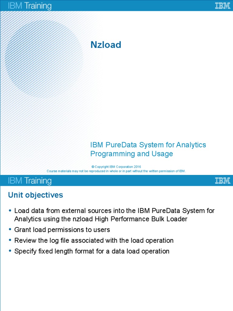 Nzload: Ibm Puredata System For Analytics Programming and Usage | PDF | Computer File | Command ...