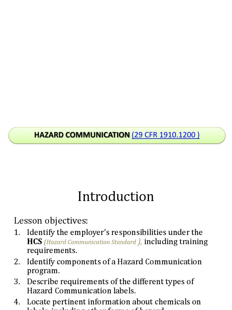 05-Hazard Communication | PDF | Dangerous Goods | Occupational Safety ...