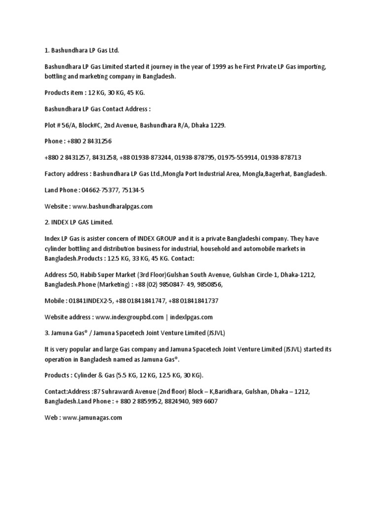 LPG List | Download Free PDF | Liquefied Petroleum Gas | Bangladesh