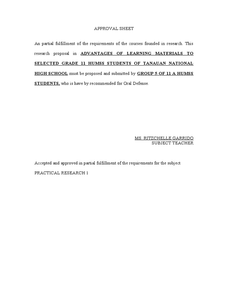 Approval Sheet | PDF