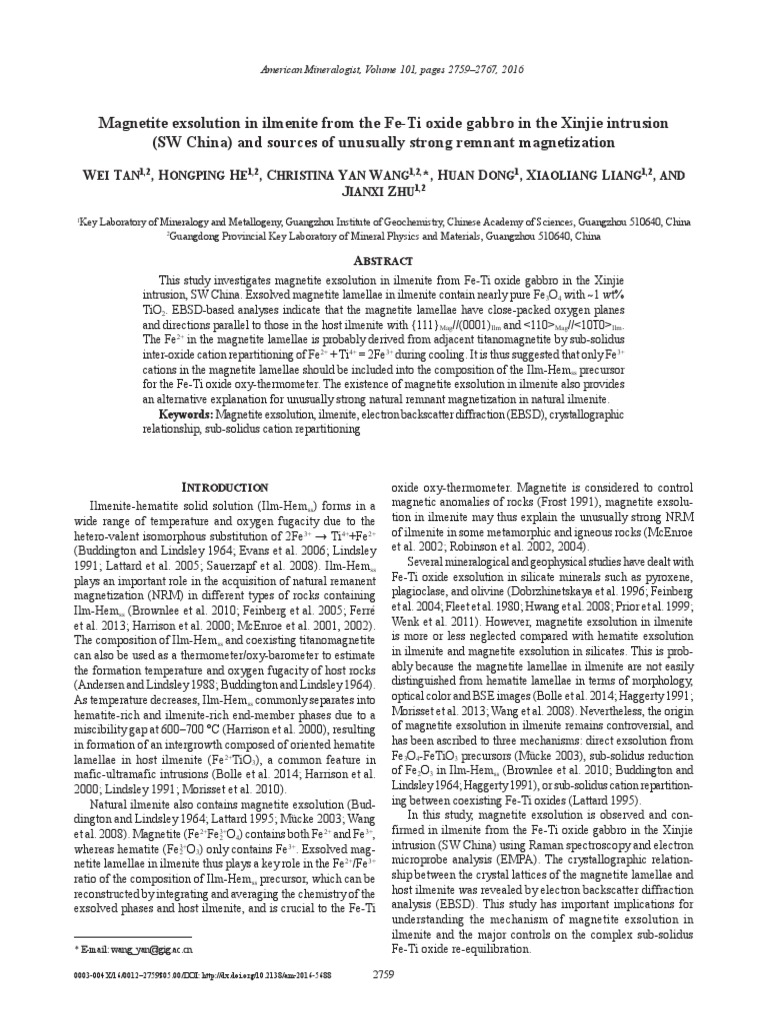 Magnetite Exsolution in Ilmenite | PDF | Crystal Structure | Minerals
