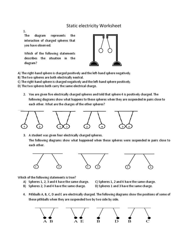 Static Electricity Worksheet | PDF | Electric Charge | Natural Philosophy