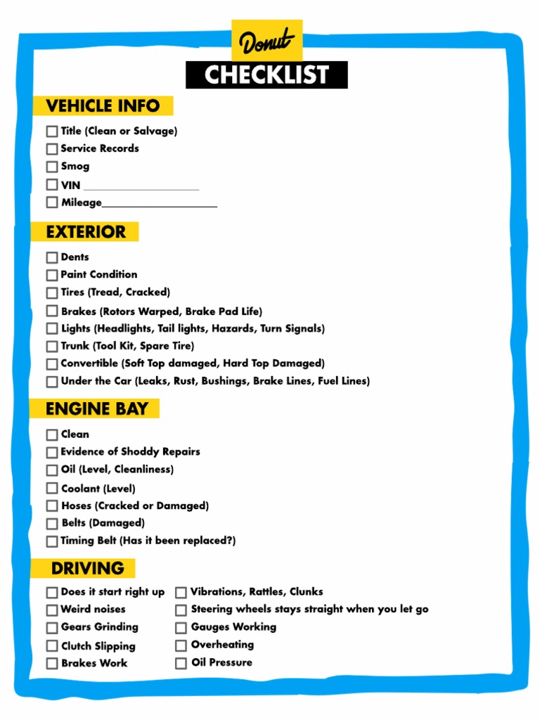 Comprehensive Vehicle Inspection Checklist | PDF