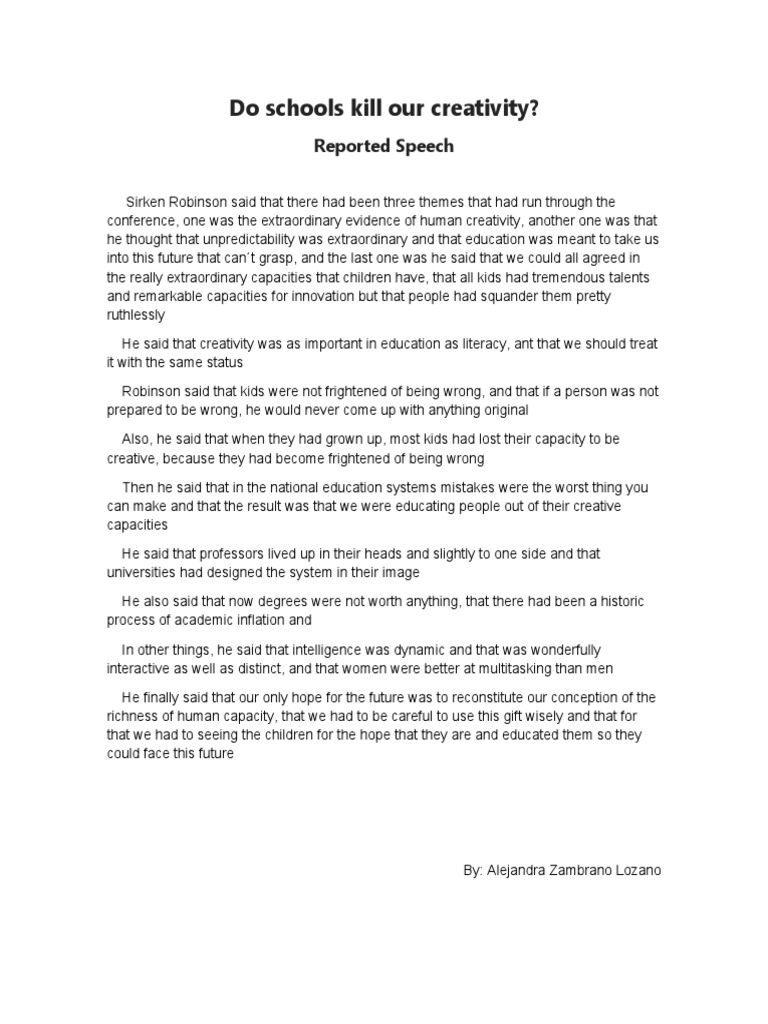 Do Schools Kill Our Creativity | PDF