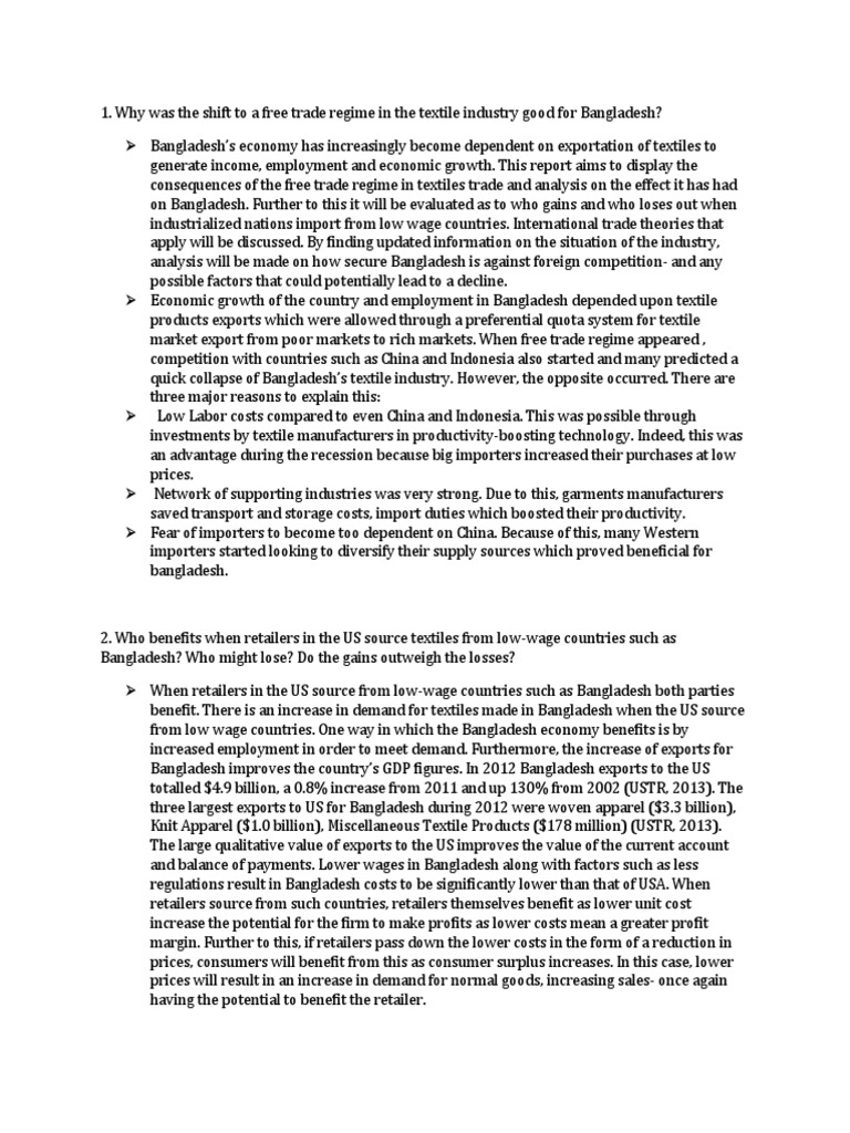 Bangladesh Case Study | PDF | Free Trade | Labour Economics