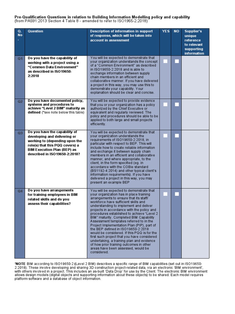 From PAS91:2013 Section 4 Table 8 - Amended To Refer To ISO1965-2:2018 ...
