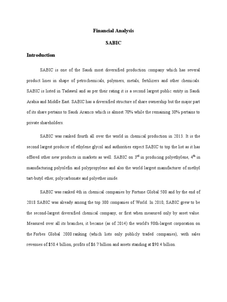 SABIC (Detailed Analysis) | PDF | Cost Of Capital | Equity (Finance)