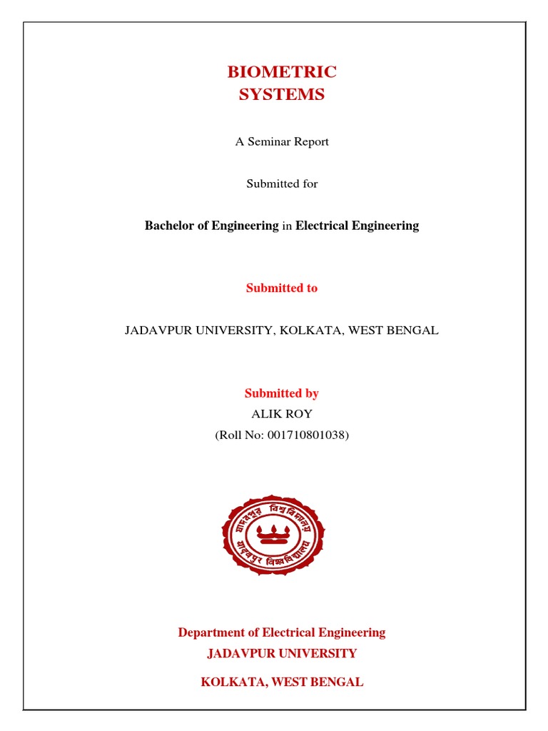 Biometric Systems Seminar Report | PDF | Biometrics | Fingerprint