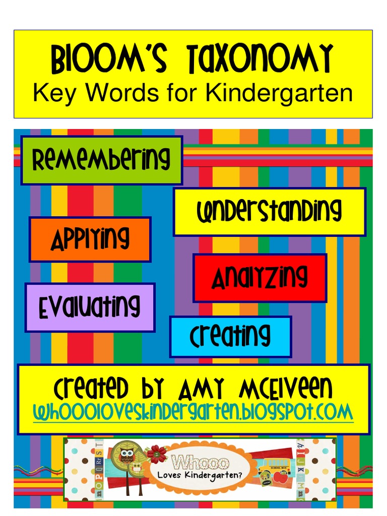 Blooms Taxonomy Keywords For Kindergarten | PDF