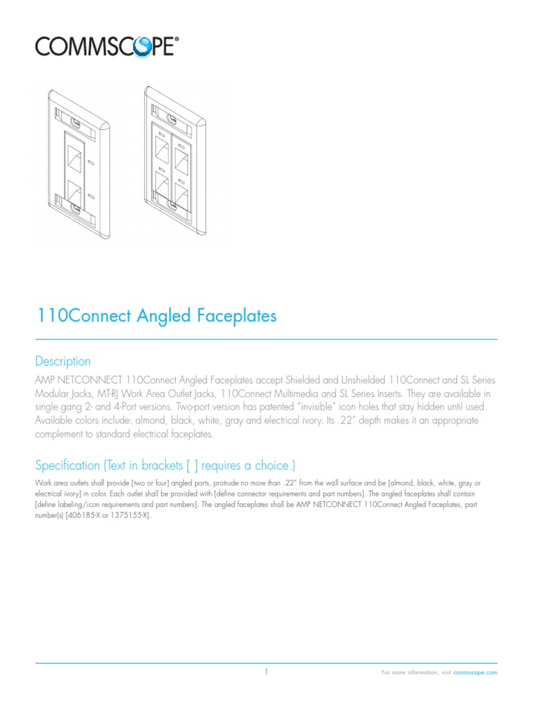 110connect Angled Faceplates: Description | PDF | Screw | Manufactured ...