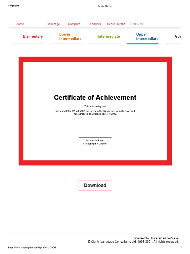 Tense Buster Certificate | PDF