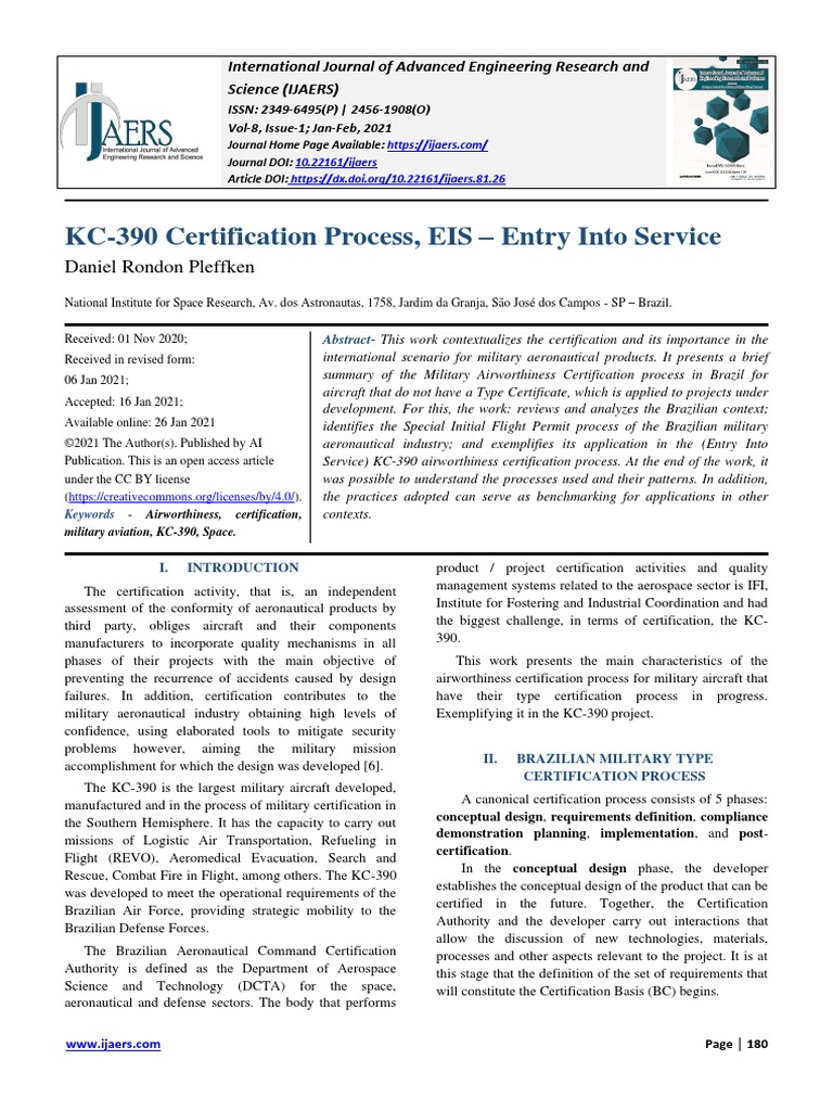 KC-390 Certification Process EIS - Entry Into Service | PDF | Aviation ...