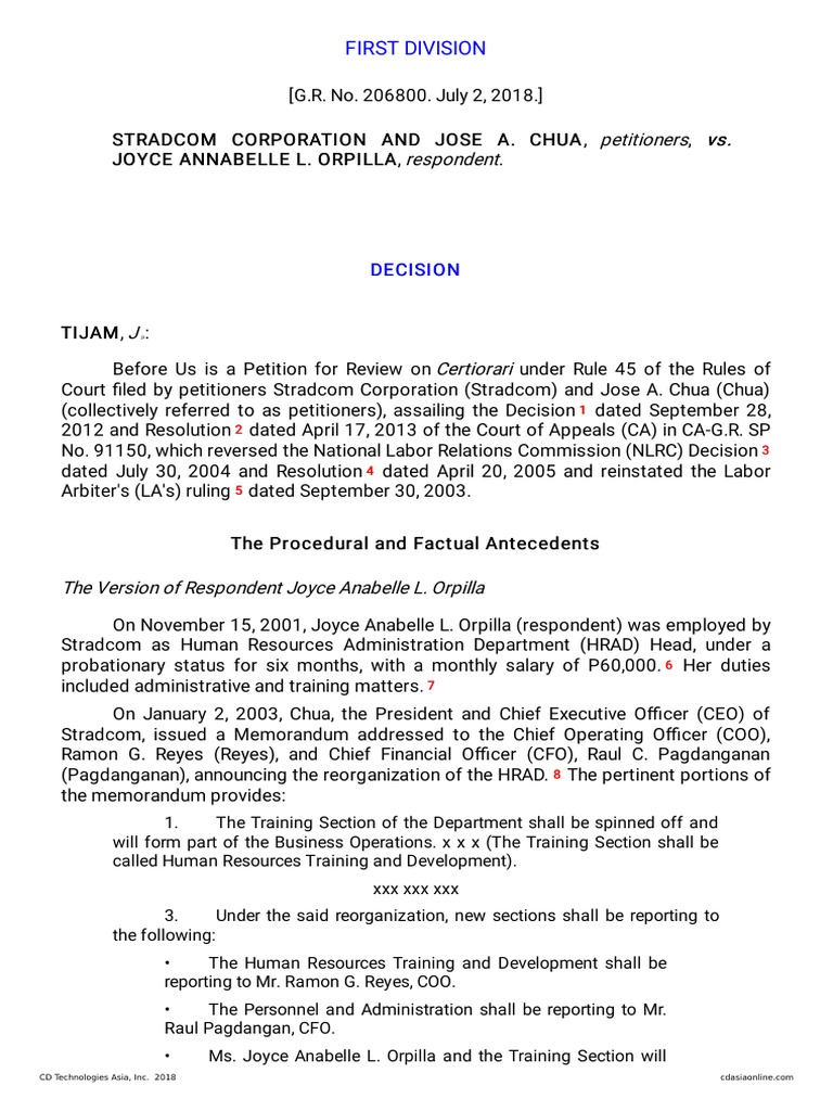 Stradcom Corp. v. Orpilla | PDF | Damages | Employment