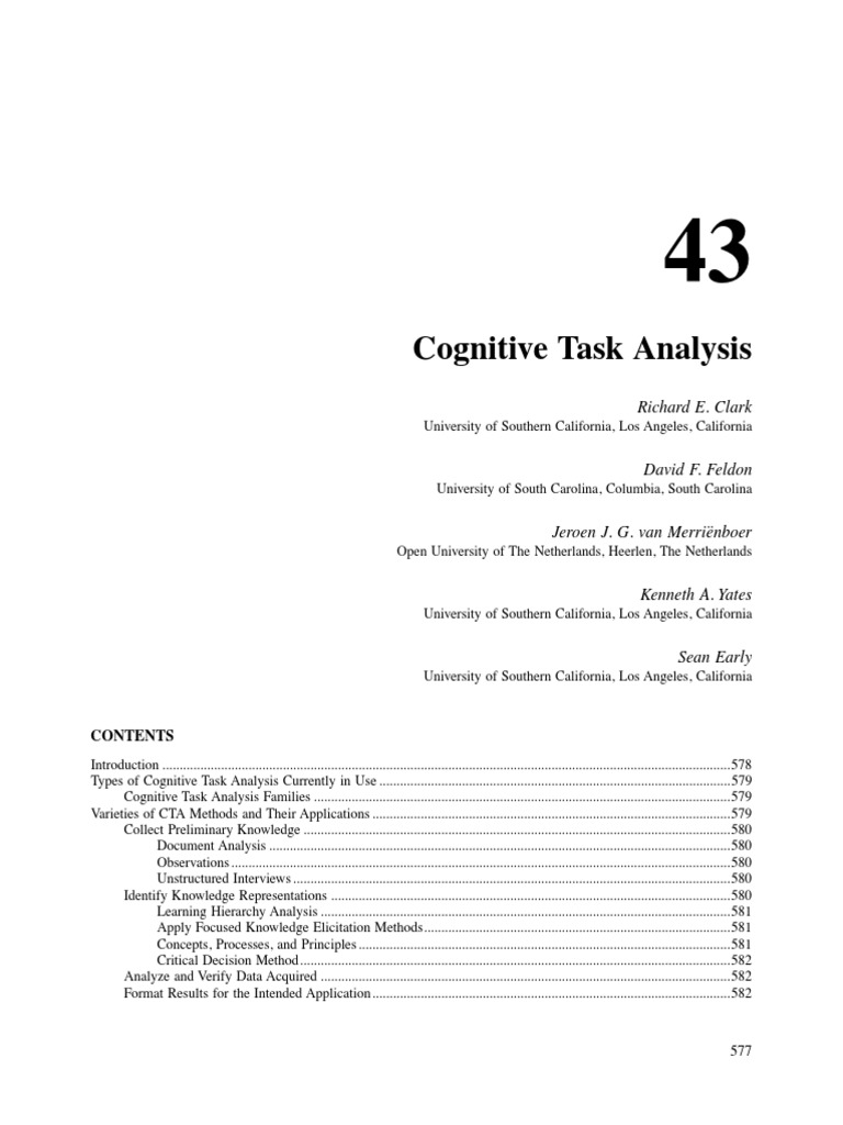 Cognitive Task Analysis | PDF | Expert | Instructional Design