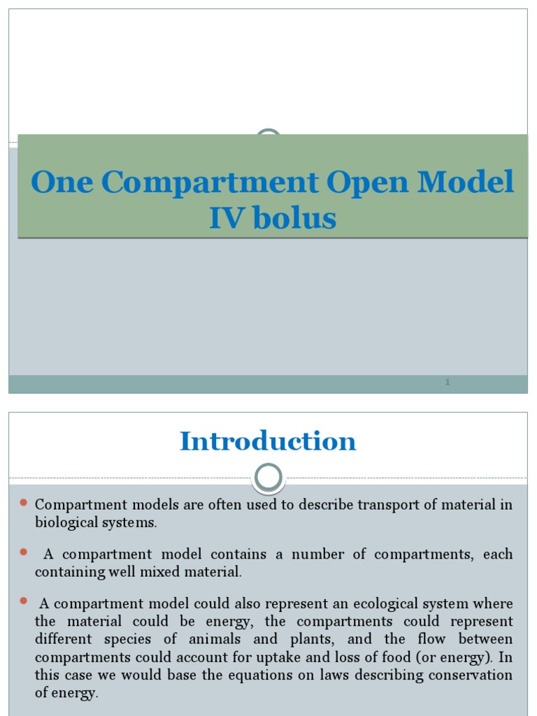 2.one Compartment Open Model | PDF | Pharmacokinetics | Drugs