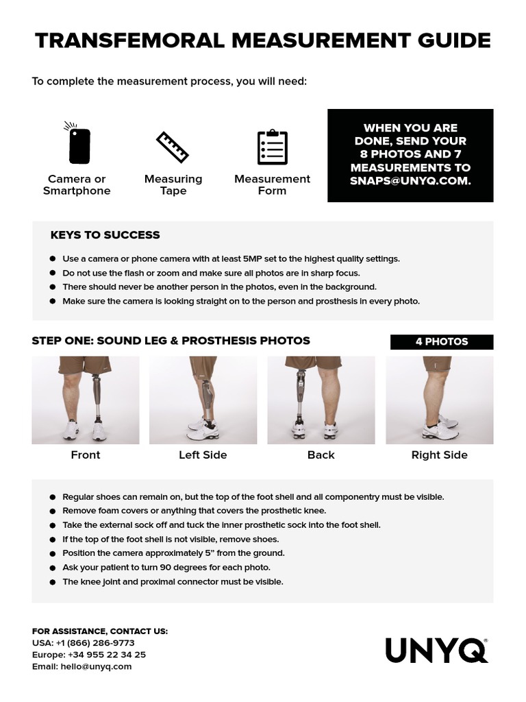Transfemoral Measurement Guide: Camera or Smartphone Measuring Tape ...