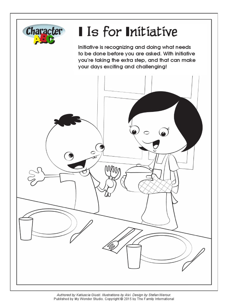 Character ABC - I Is For Initiative - Coloring Page | PDF
