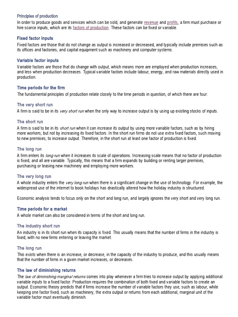 Key Principles of Production | PDF | Factors Of Production | Labour ...