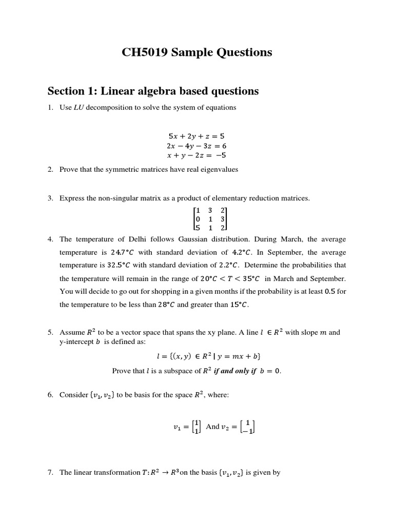 Advanced Math & Stats Problems | PDF | Matrix (Mathematics) | Variance