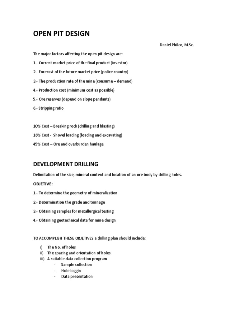 Open Pit Design | PDF | Mining | Science