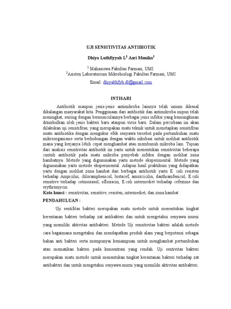 Uji Sensitivitas Antibiotik | PDF | Pengembangan Diri | Kesehatan Holistik