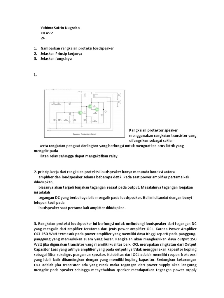 Tugas Rangkaian Proteksi Speaker | PDF