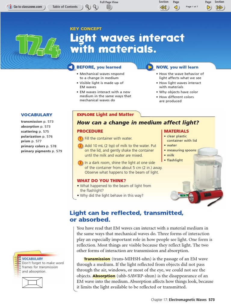 Light Waves Interact With Materials.: How Can A Change in Medium Affect ...