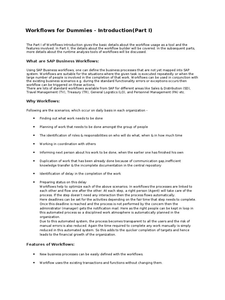 Workflows For Dummies I | PDF | Workflow | Business Process