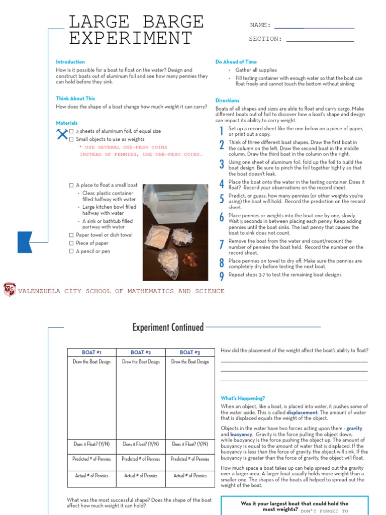 Large Barge Experiment | PDF | Buoyancy | Nature