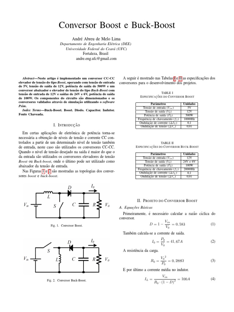 Atividade 03 - Conversor Boost e Buck-Boost | PDF | Resistência elétrica e condutividade | Diodo