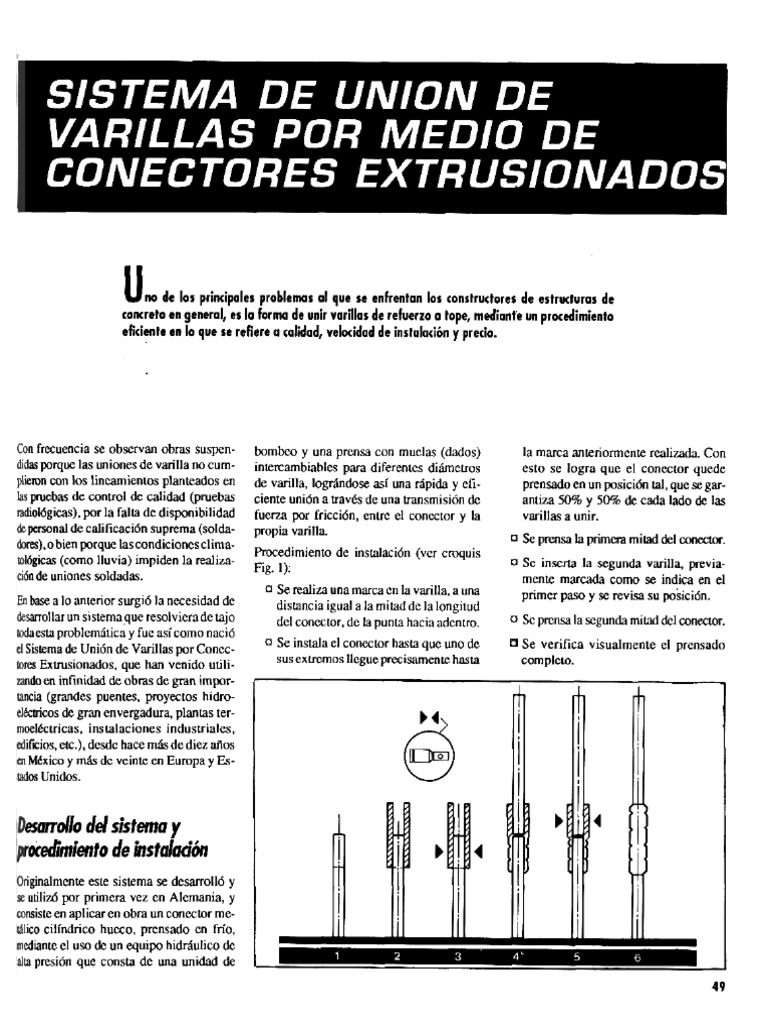 4 Sistema de Unión de Varillas Por Medio de Conectores Extrusionados | PDF