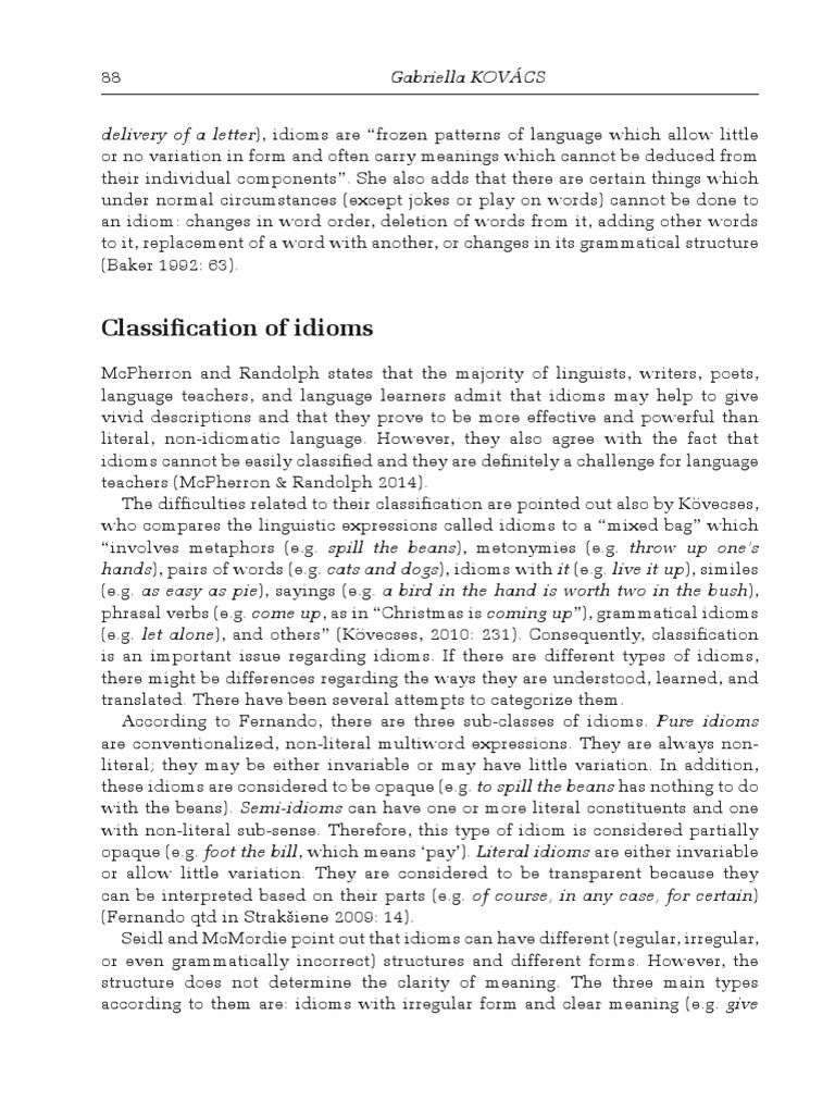 Classification | PDF | Idiom | Semantics