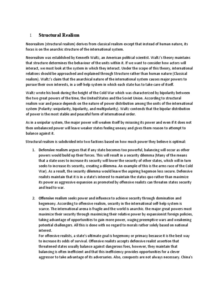 Structural Realism | PDF | Polarity (International Relations ...