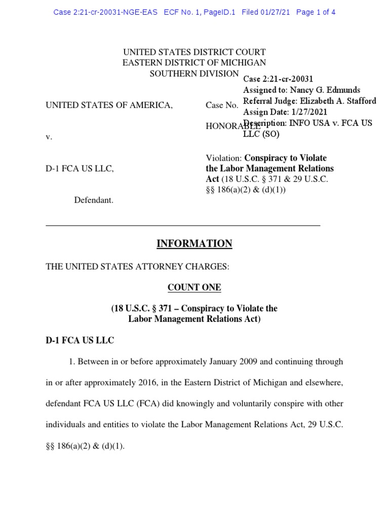 FCA Agreement | PDF | Justice | Crime & Violence