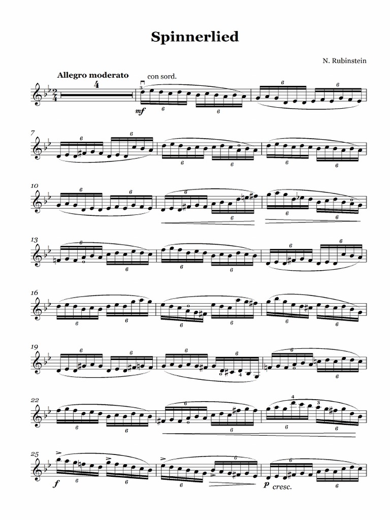 Rubinstein, Nathan-Spinnerlied (Rueca) Violin | PDF