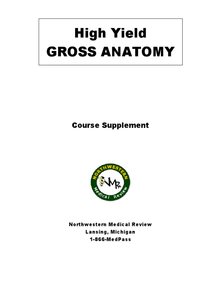 High Yield Gross Anatomy: Course Supplement | PDF | Vertebral Column | Arm