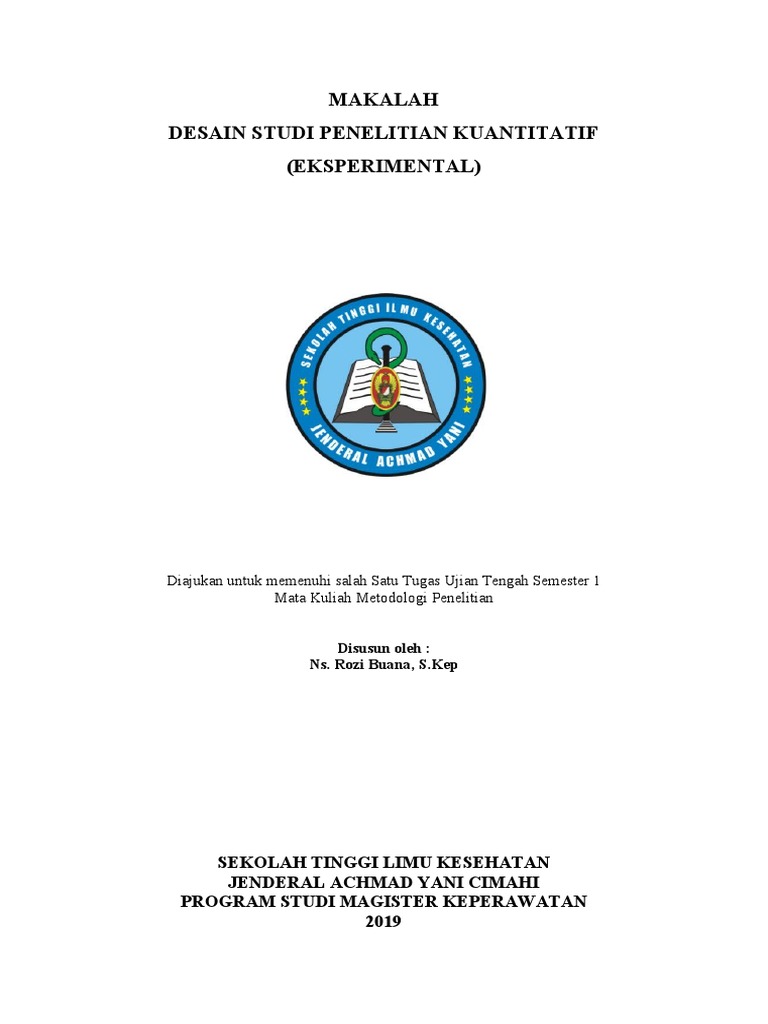 Tugas UTS Metlit Desain Studi Penelitian Kuantitatif Eksperimental | PDF