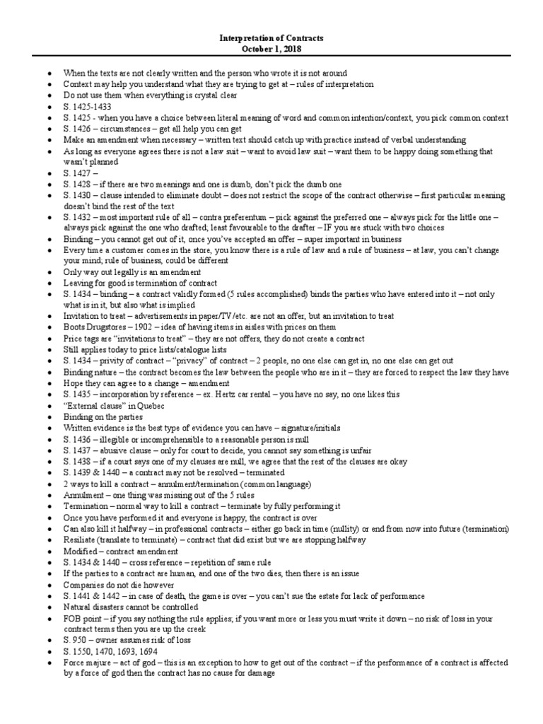Interpretation of Contracts | PDF | Business Law | Legal Concepts