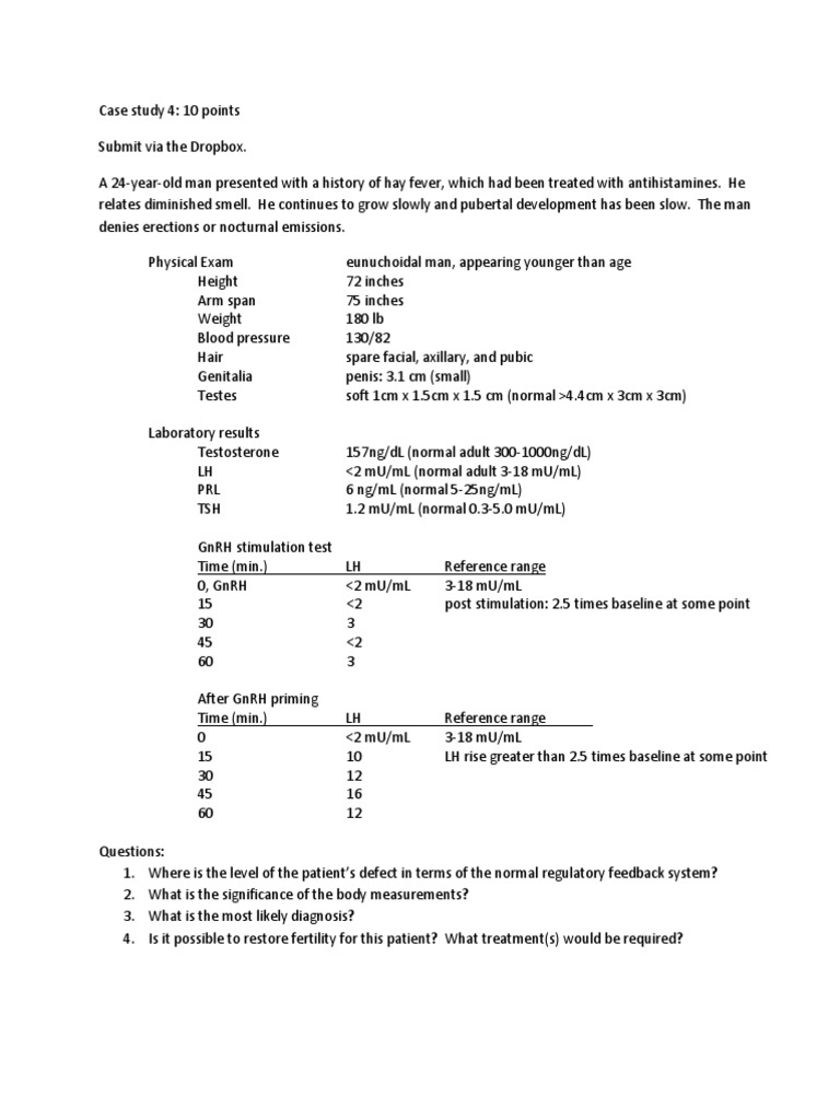 Eunuchoidal Case Study: Delayed Puberty | PDF