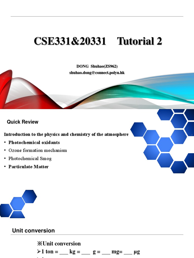 CSE331&20331 Tutorial 2 & Feedback | PDF | N Ox | Smog